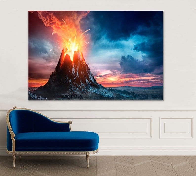 Erupting Volcanic Mountain Huge Eruption Poster Print Active - Etsy