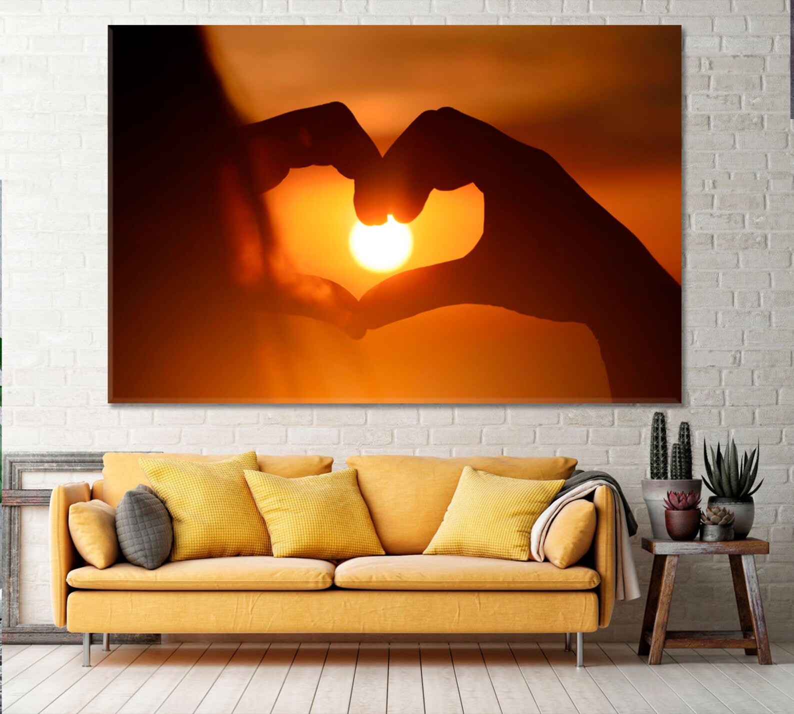 Sunshine Heart Shape Wall Decoration Love Symbol Canvas | Etsy