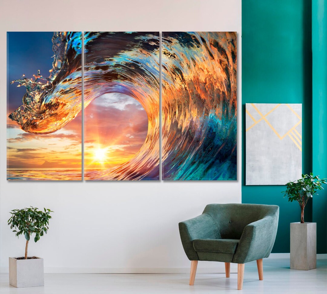 Splash Colorful Ocean Wave Wall Decor, Wave Wall Art, Storm Canvas ...