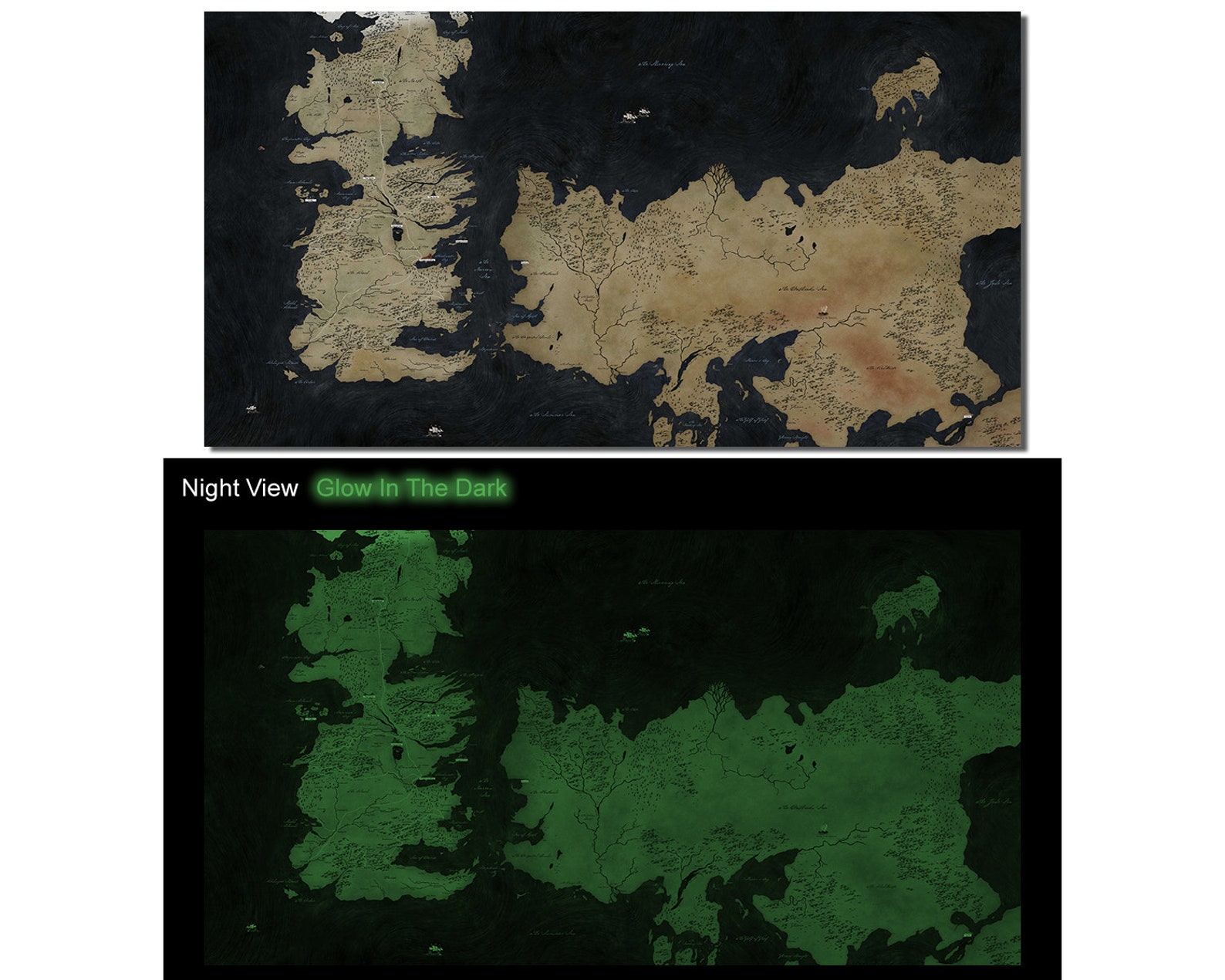 Glow in the Dark Framed Canvas Art Game of Thrones Map - Etsy