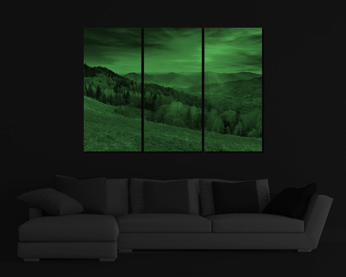 Glow in the Dark Framed Canvas Art Autumn Mountain Sunset | Etsy