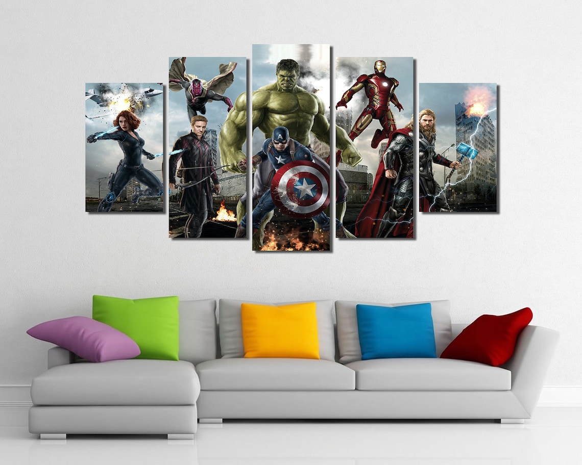 Glow in the Dark Framed Canvas Art Marvel Avengers Captain - Etsy