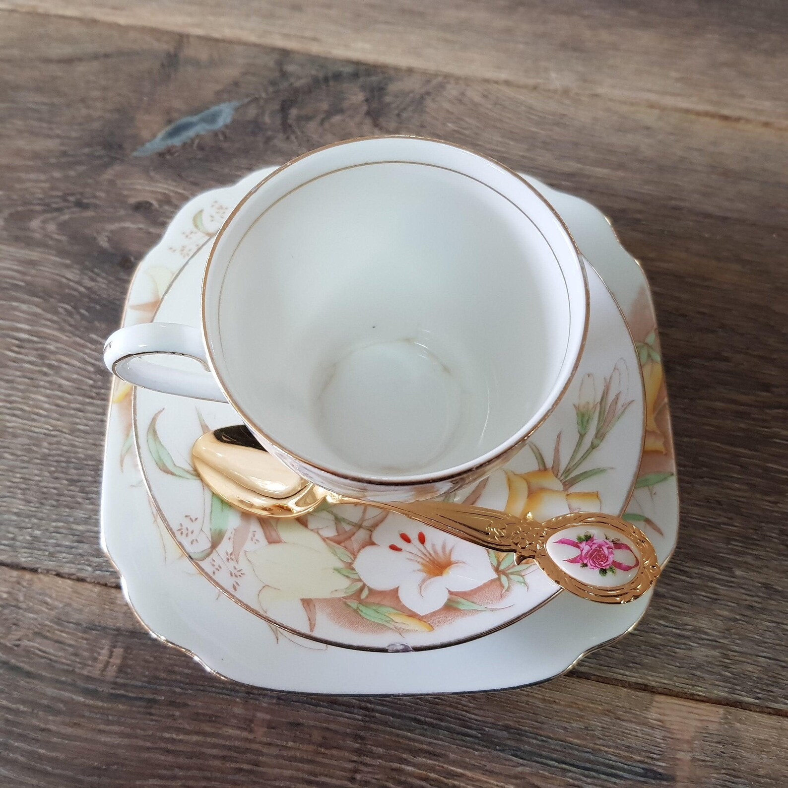 Bell Fine Bone China Tea Set With Gold Teaspoon - Etsy