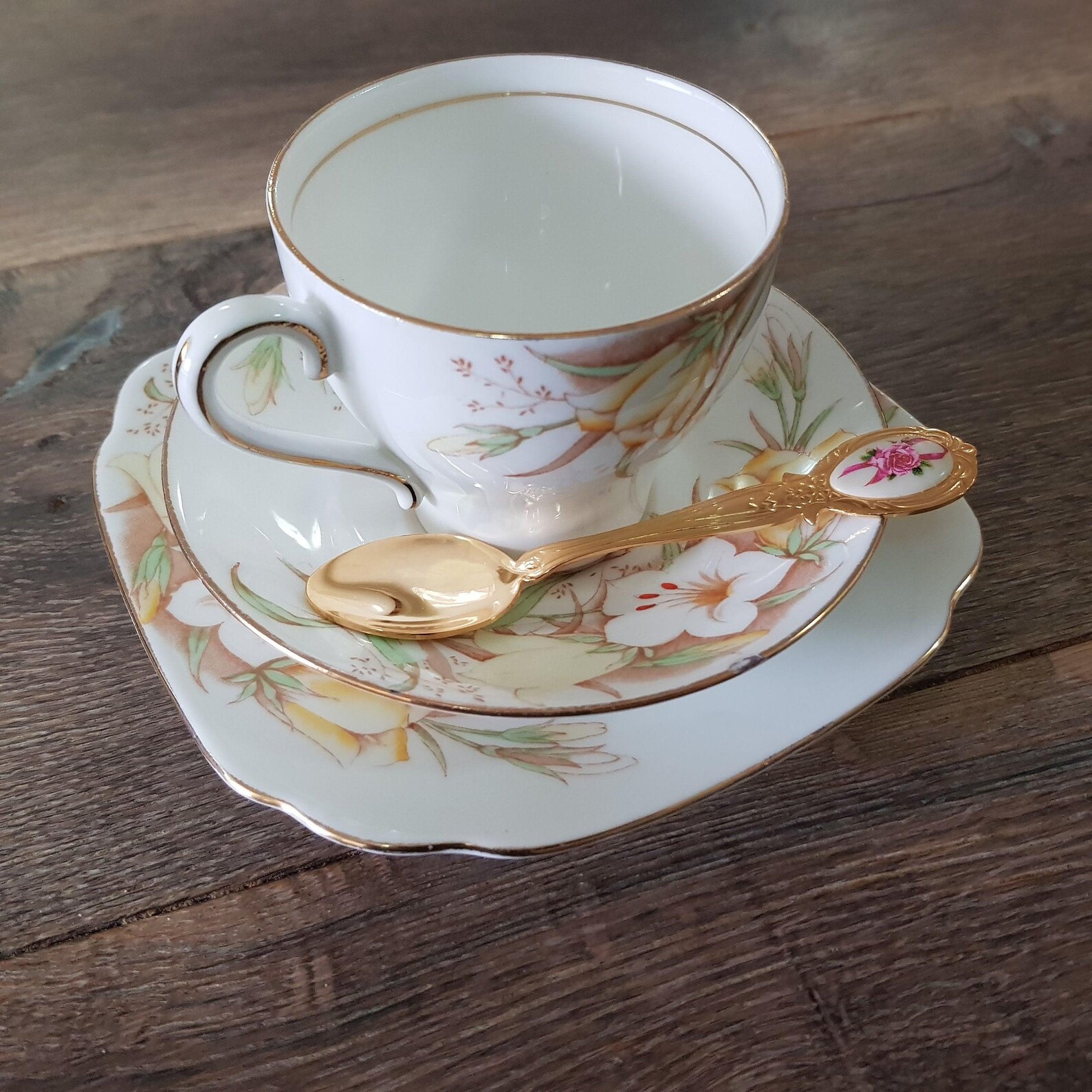 Bell Fine Bone China Tea Set With Gold Teaspoon - Etsy