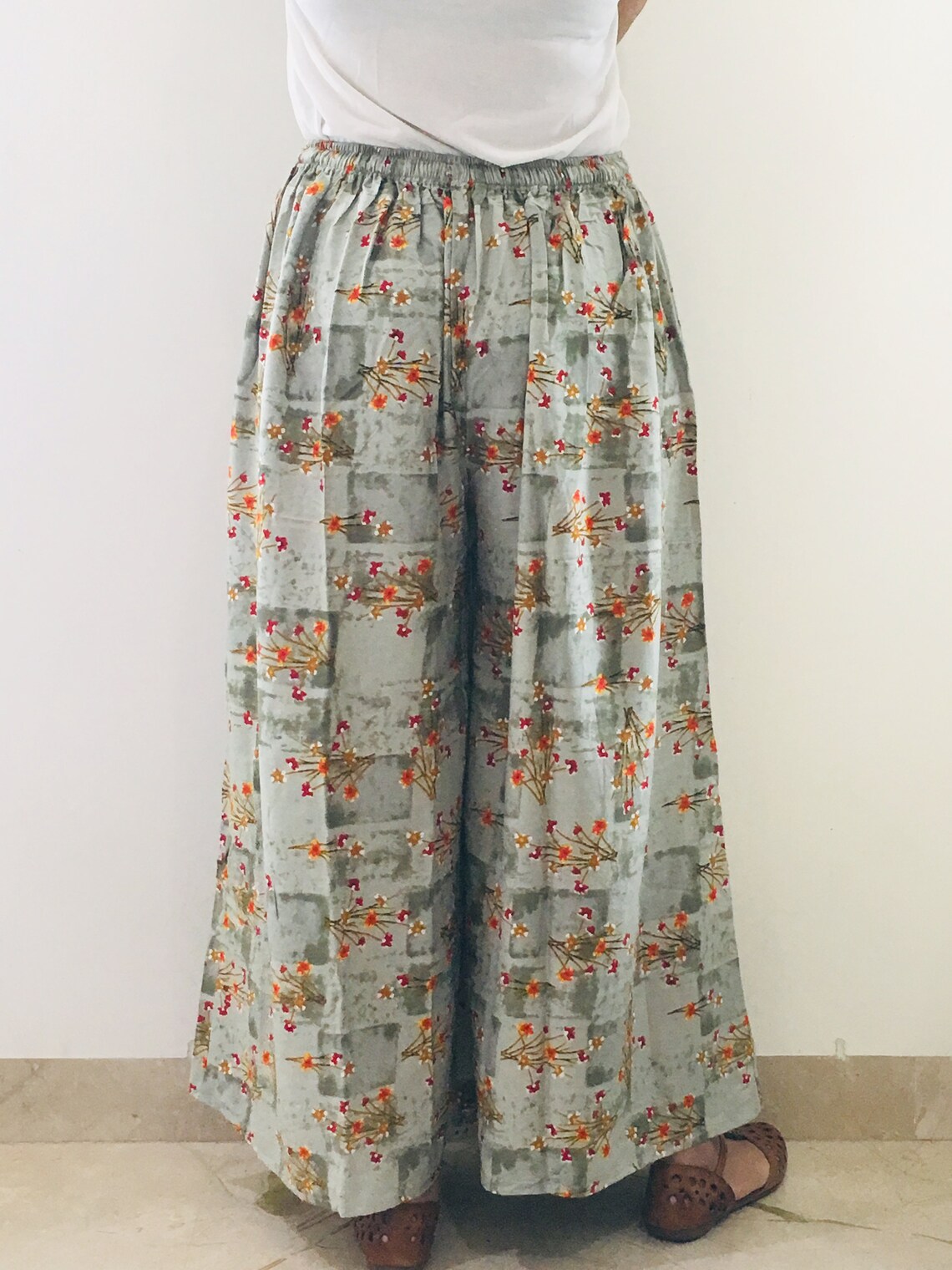 Indian Printed Women Trousers Pants | Wide Leg Flared Palazzo Pants ...