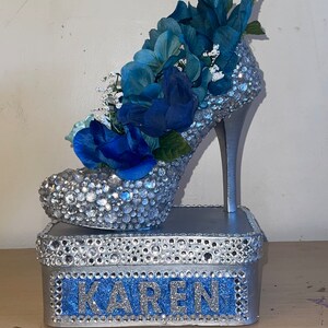 Silver Blinged High Heel Shoe (stiletto) Artificial Floral Arrangement ...