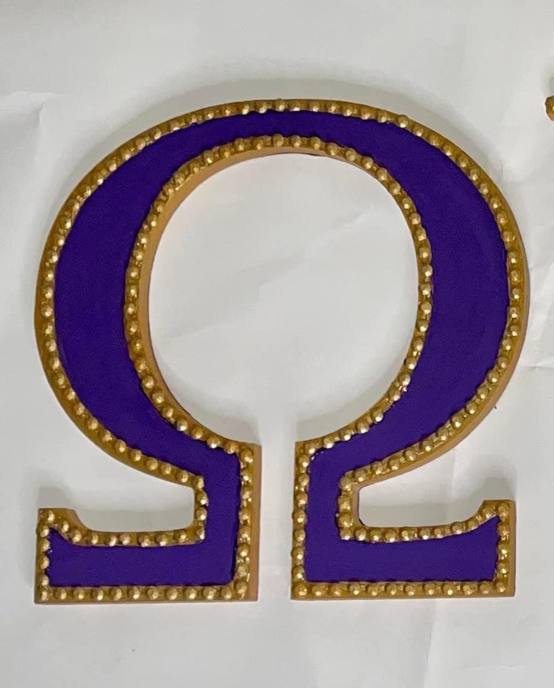 8 Wood Omega Psi Phi Greek Letters With Old Gold Gems Etsy