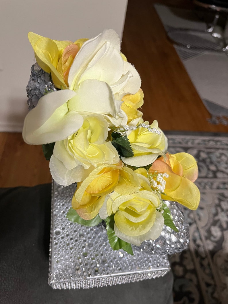 Silver Blinged High Heel Shoe (stiletto) Artificial Floral Arrangement ...