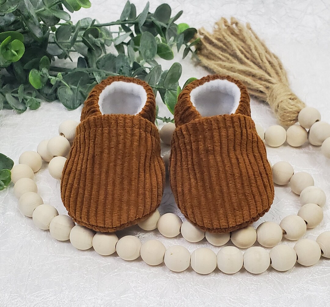 Bronze Corduroy Baby Moccasin, Baby Moccasin, Brown Baby Moccasin, Baby ...