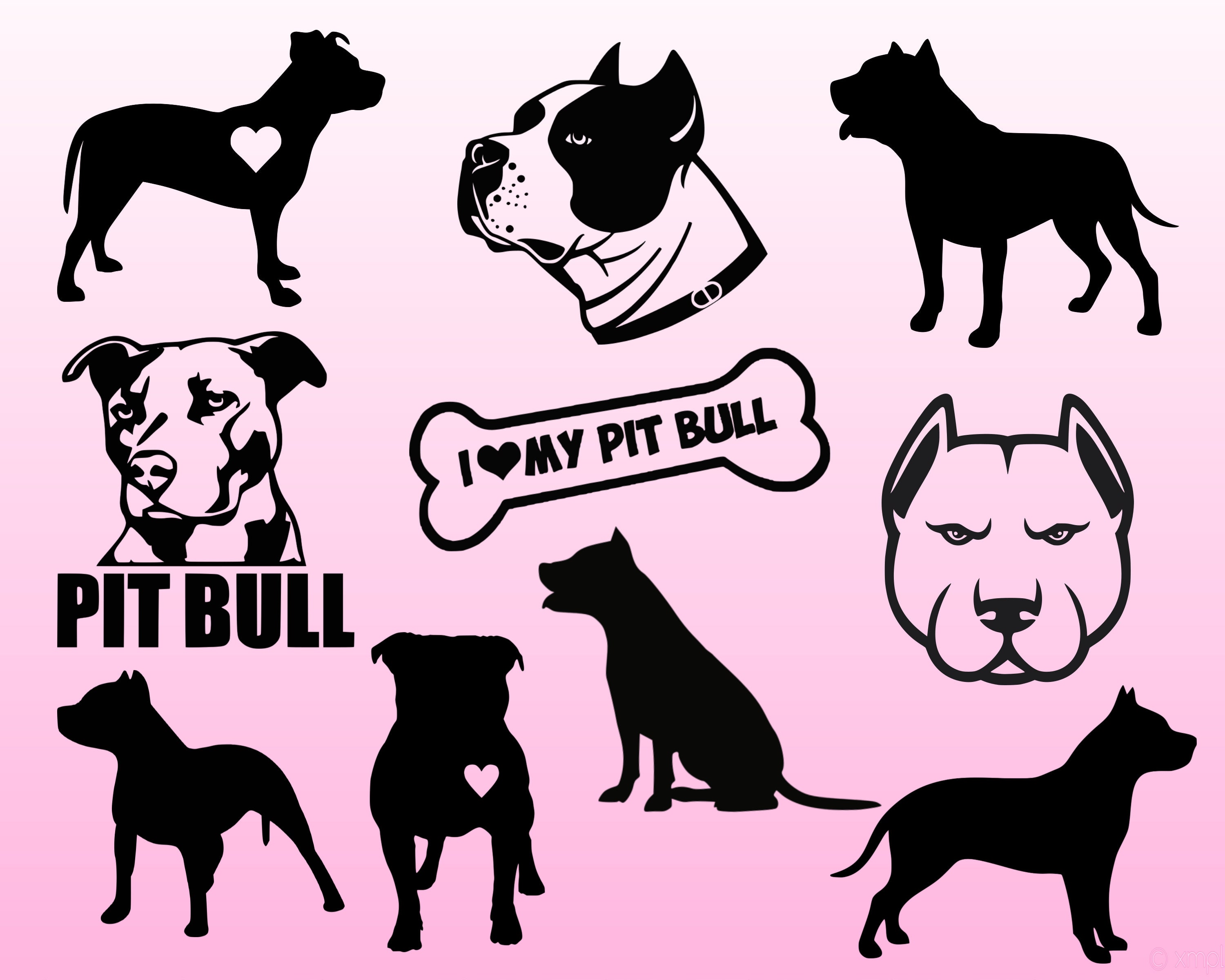 Pit Bull SVG Bundle - Pt Bull Svg - Dog Svg - Pit Bull Clipart - Svg ...