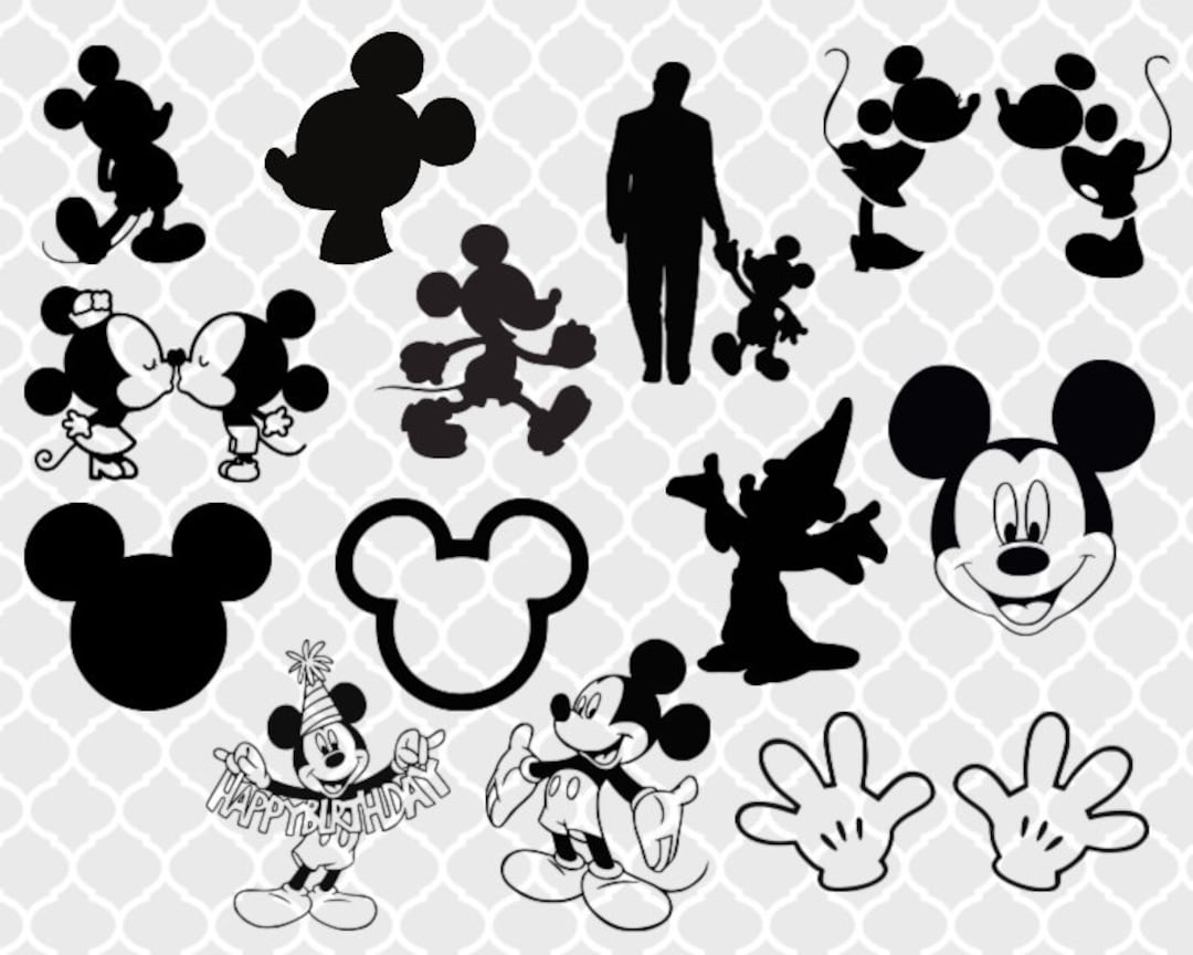 Mickey Mouse SVG Bundle - Mickey Mouse Silhouette Svg - Clipart, Minnie ...