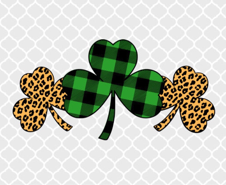 St Patricks Day Svg Buffalo Plaid Shamrock Svg Leopard Print - Etsy
