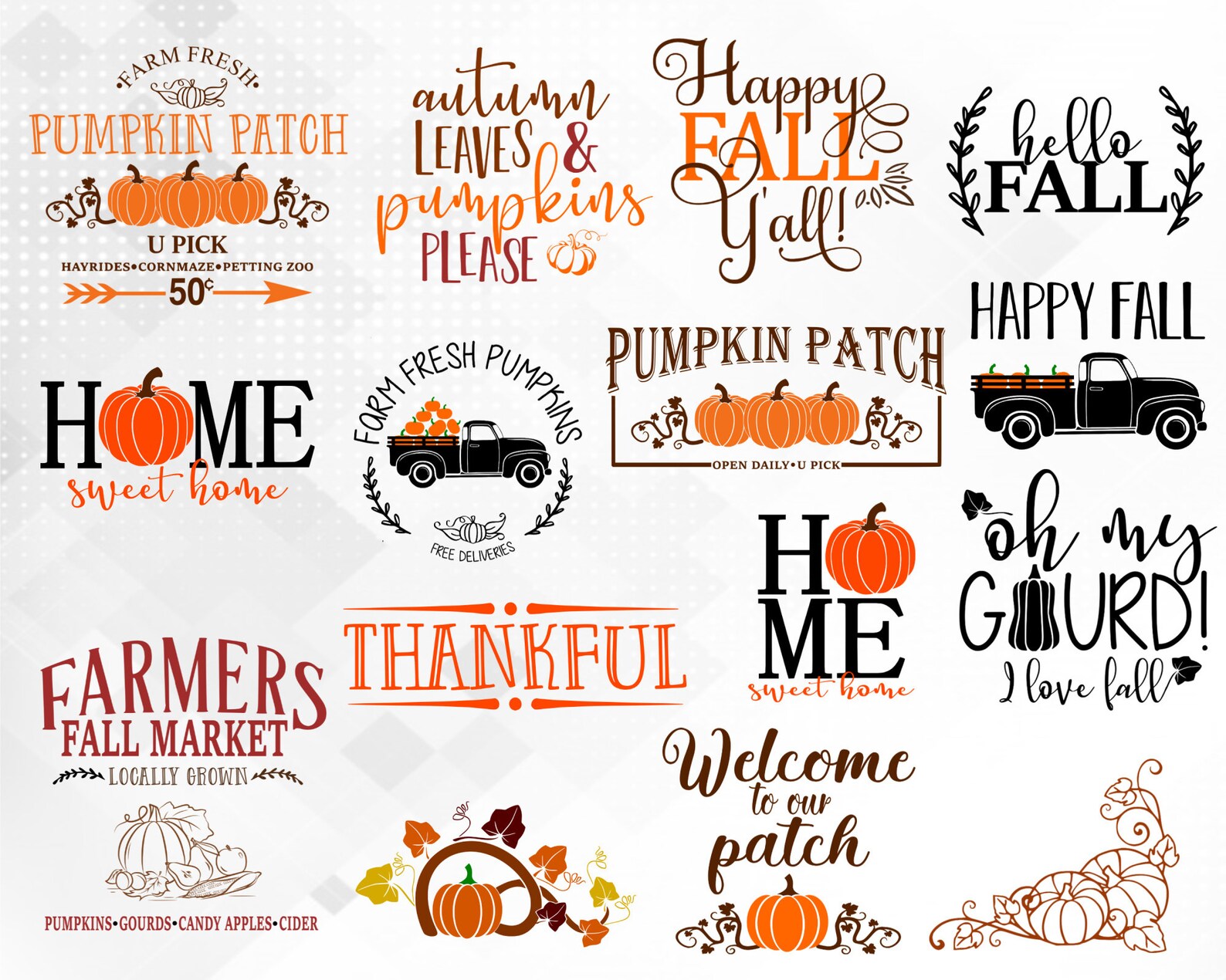 Rustic Fall Svg Bundle 15 Designs SVG PNG EPS Pumpkin Patch - Etsy
