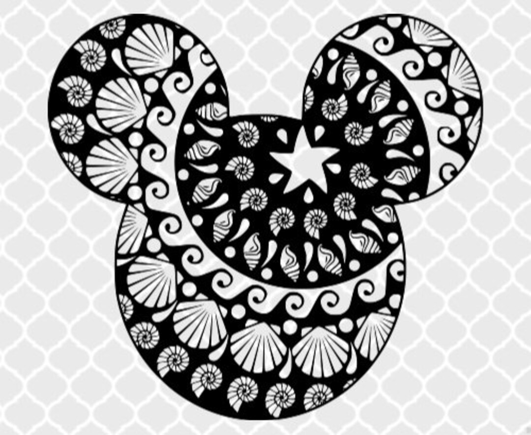 Mickey Zentangle Svg Mandala Wall Art Seashells Clipart Mickey Mouse ...