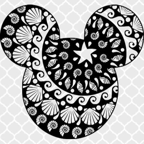 Mickey Zentangle Svg Mandala Wall Art Seashells Clipart Mickey - Etsy