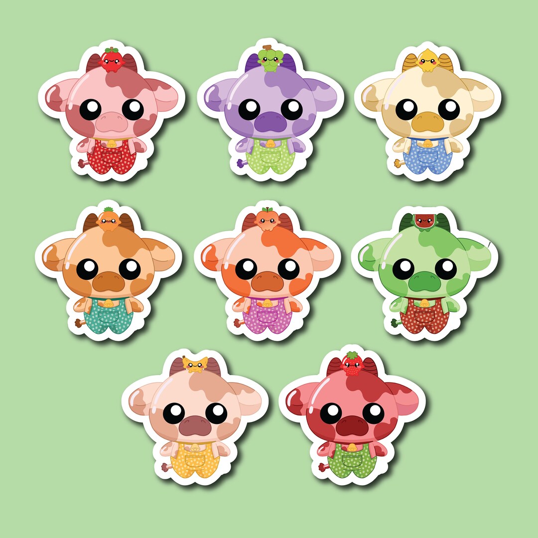 Kawaii Fruit Cow | Cow Stickers | Fruit Stickers | Cute Cows | Kawaii ...