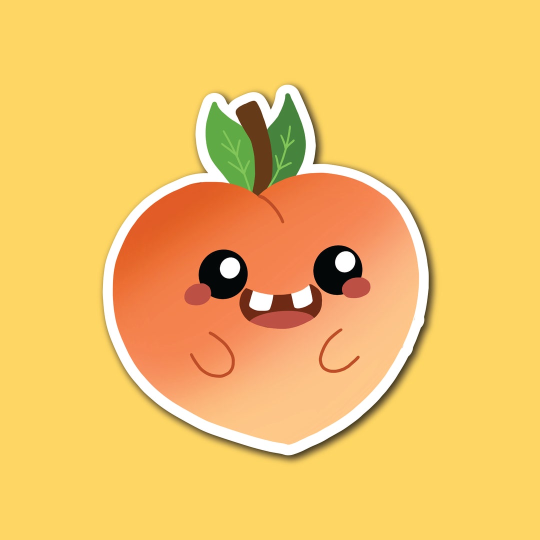 Kawaii Peach Sticker | Kawaii Fruit Sticker | Planner Sticker | Kawaii ...
