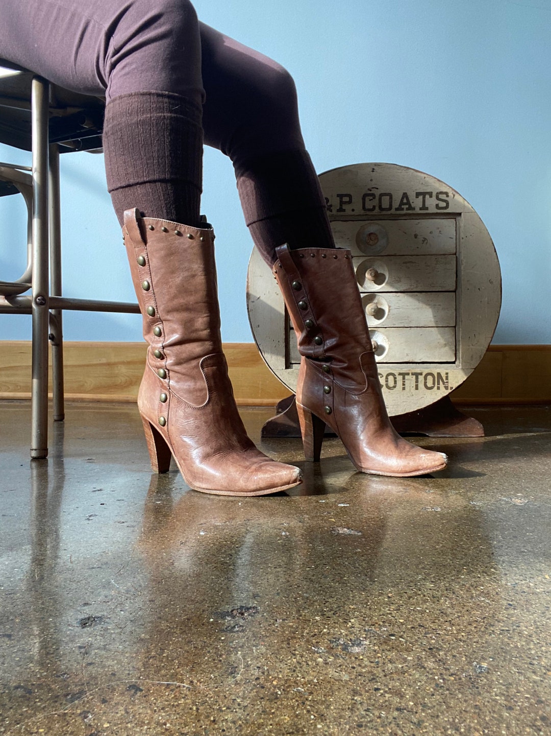 Studded Leather Boots ~ Made in Italy ~ Size 8 - Etsy