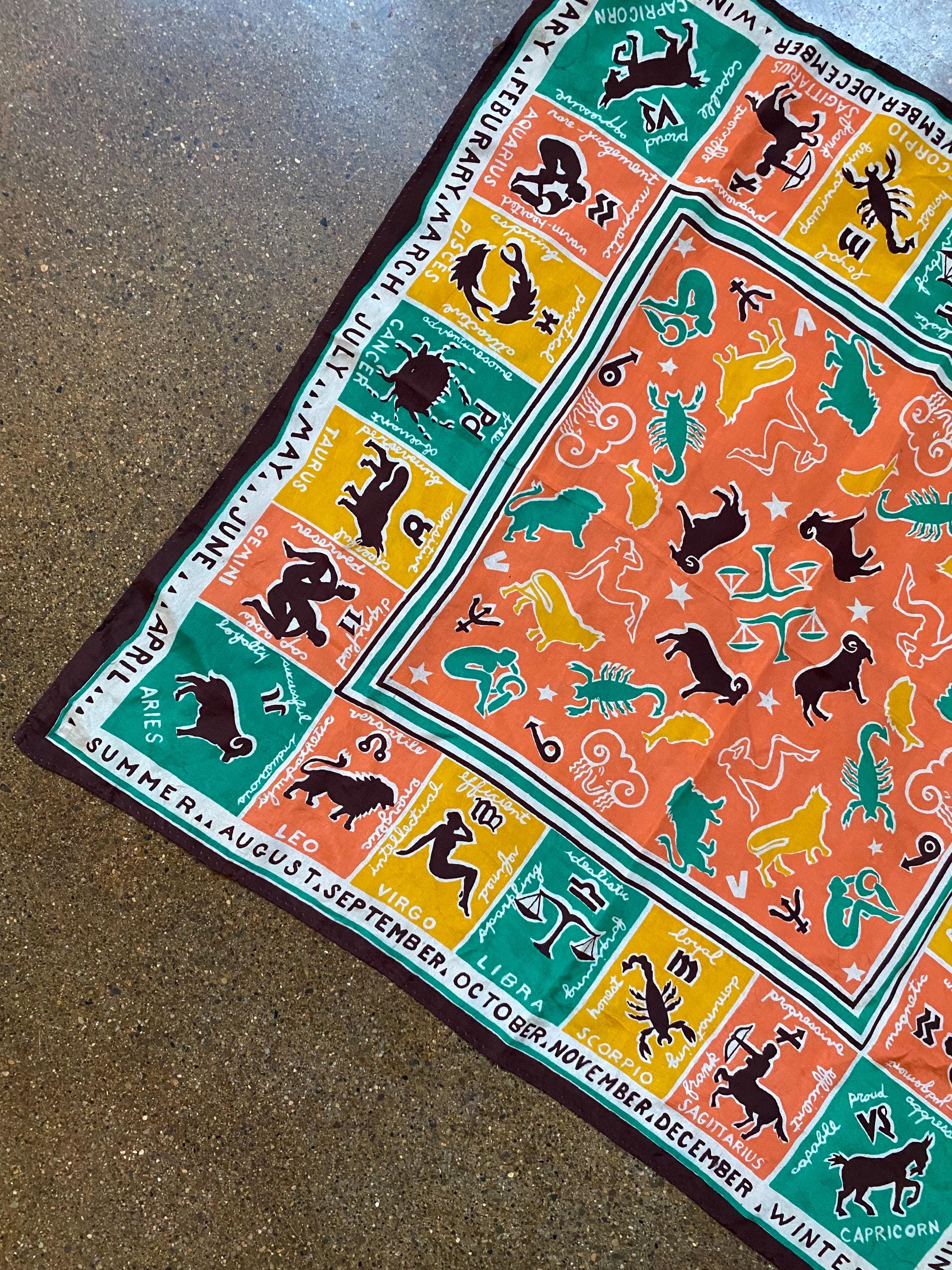 Vintage 1960s 1970s Zodiac Horoscope Astrology Novelty Print Scarf - Etsy