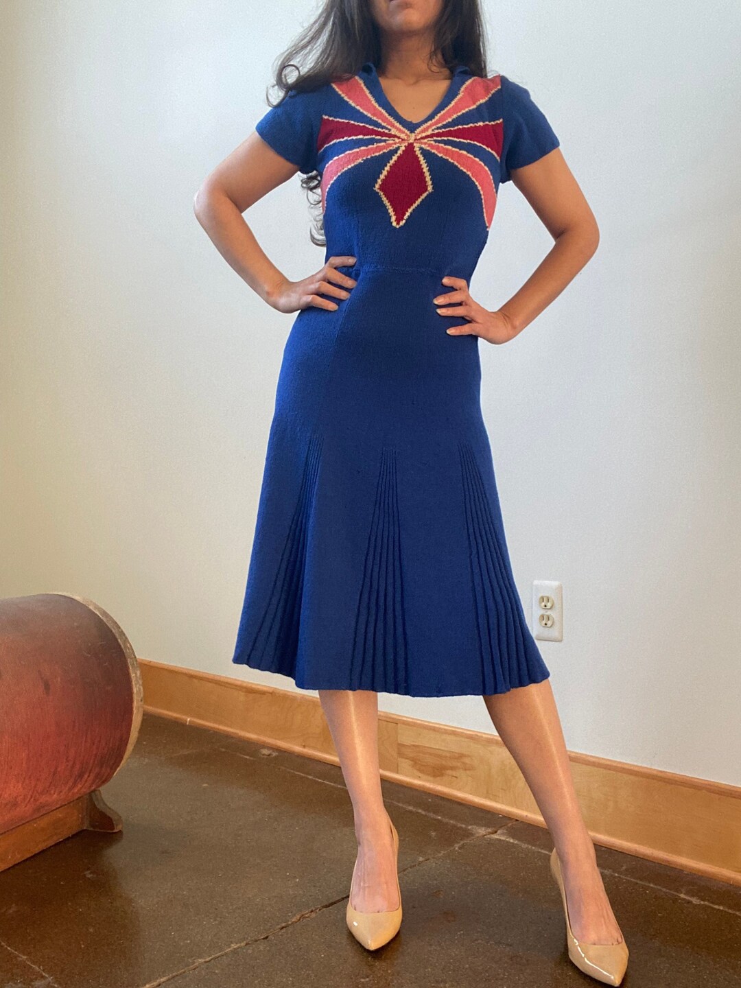 Gorgeous Vintage 1940s Mimi Pearce Trompe L’oeil Novelty Knit Dress - Etsy