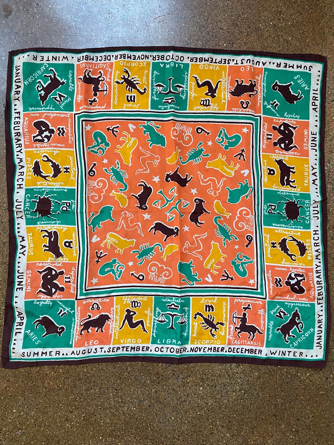 Vintage 1960s 1970s Zodiac Horoscope Astrology Novelty Print Scarf - Etsy