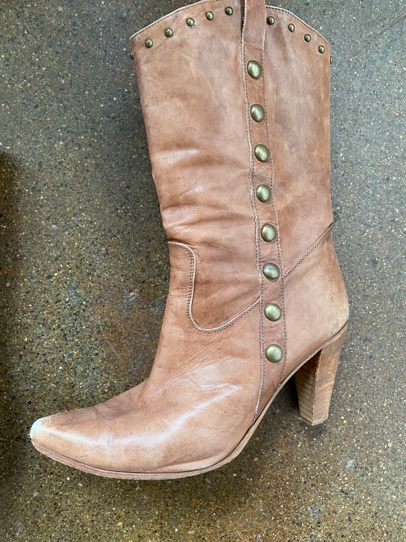 Studded Leather Boots Made in Italy Size 8 - Etsy