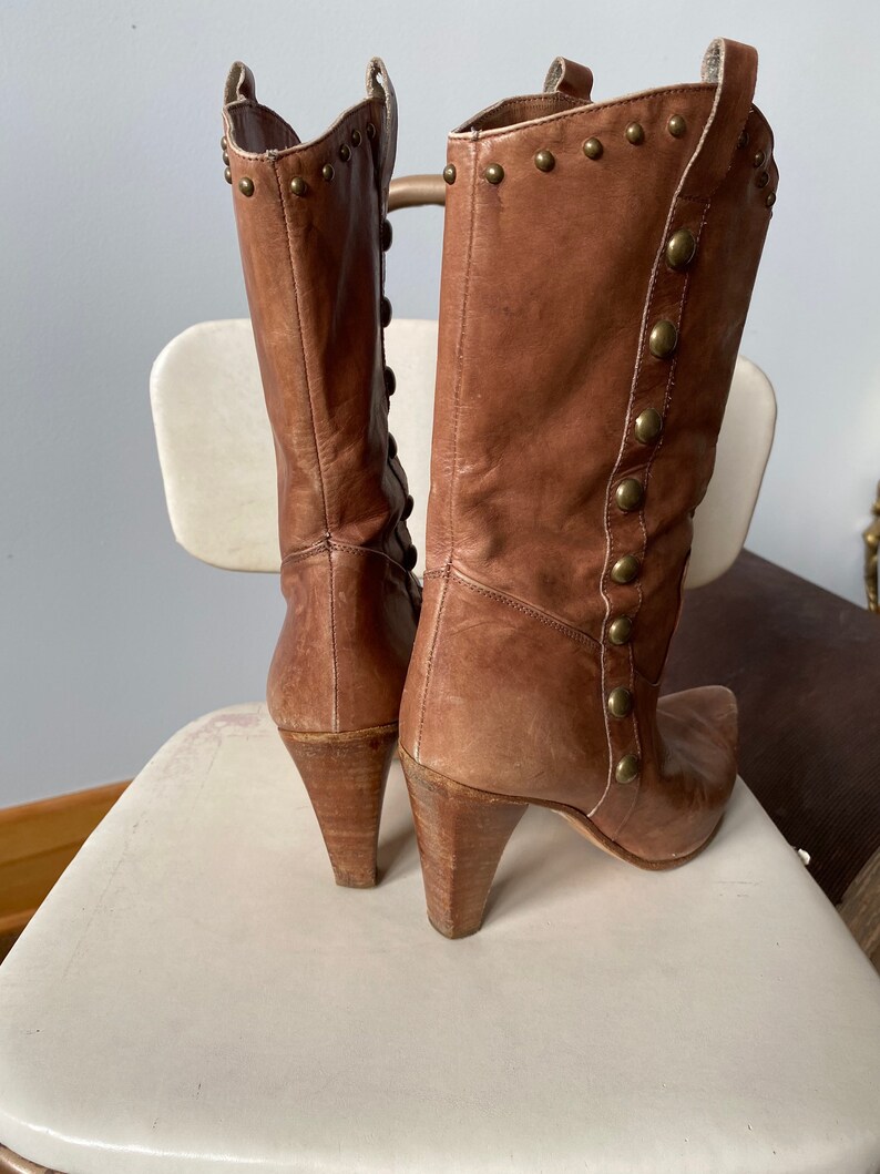 Studded Leather Boots Made in Italy Size 8 - Etsy