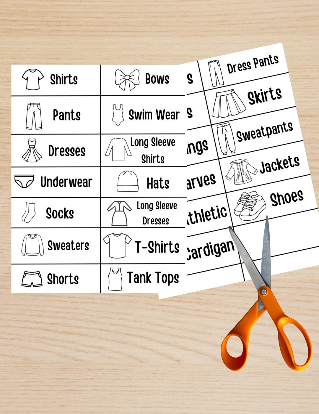 Kids Dresser Drawer Labels, Closet Organizer, Storage Labels Black and ...