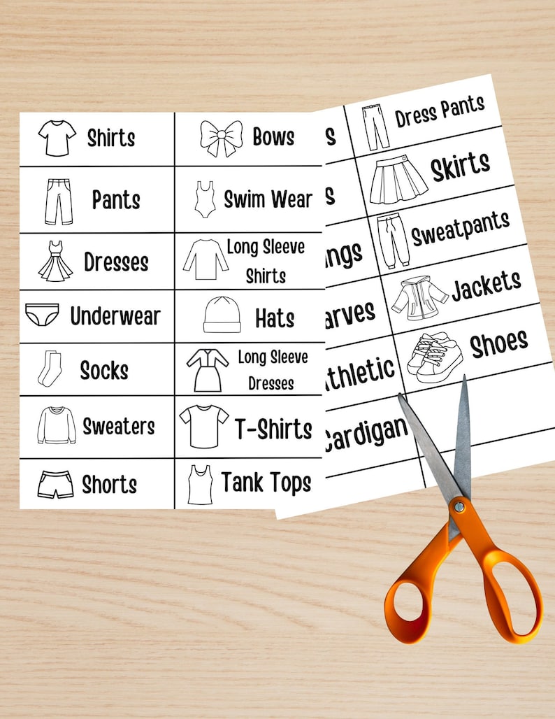 Kids Dresser Drawer Labels, Closet Organizer, Storage Labels Black and ...