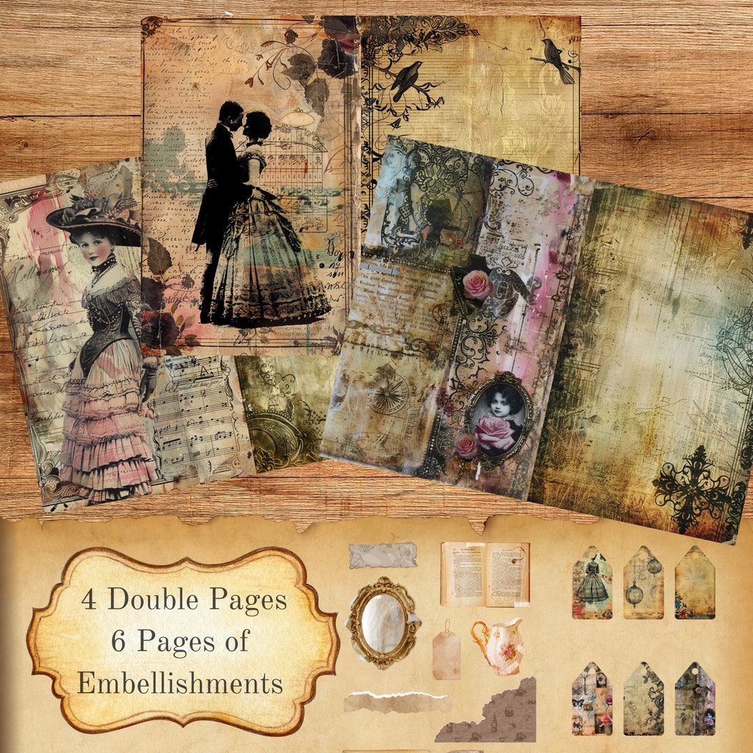 Victorian Junk Journal Ephemera Pack, Vintage Style Scrapbook Supplies ...