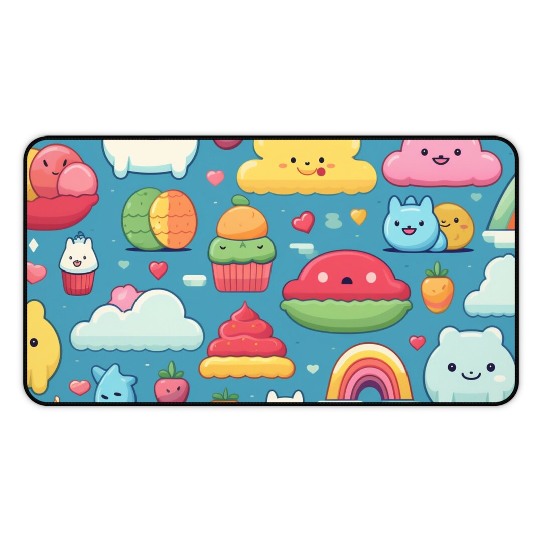 Kawaii Desk Mat, Cute Characters, Large Mouse Pad, Colorful Chibi ...