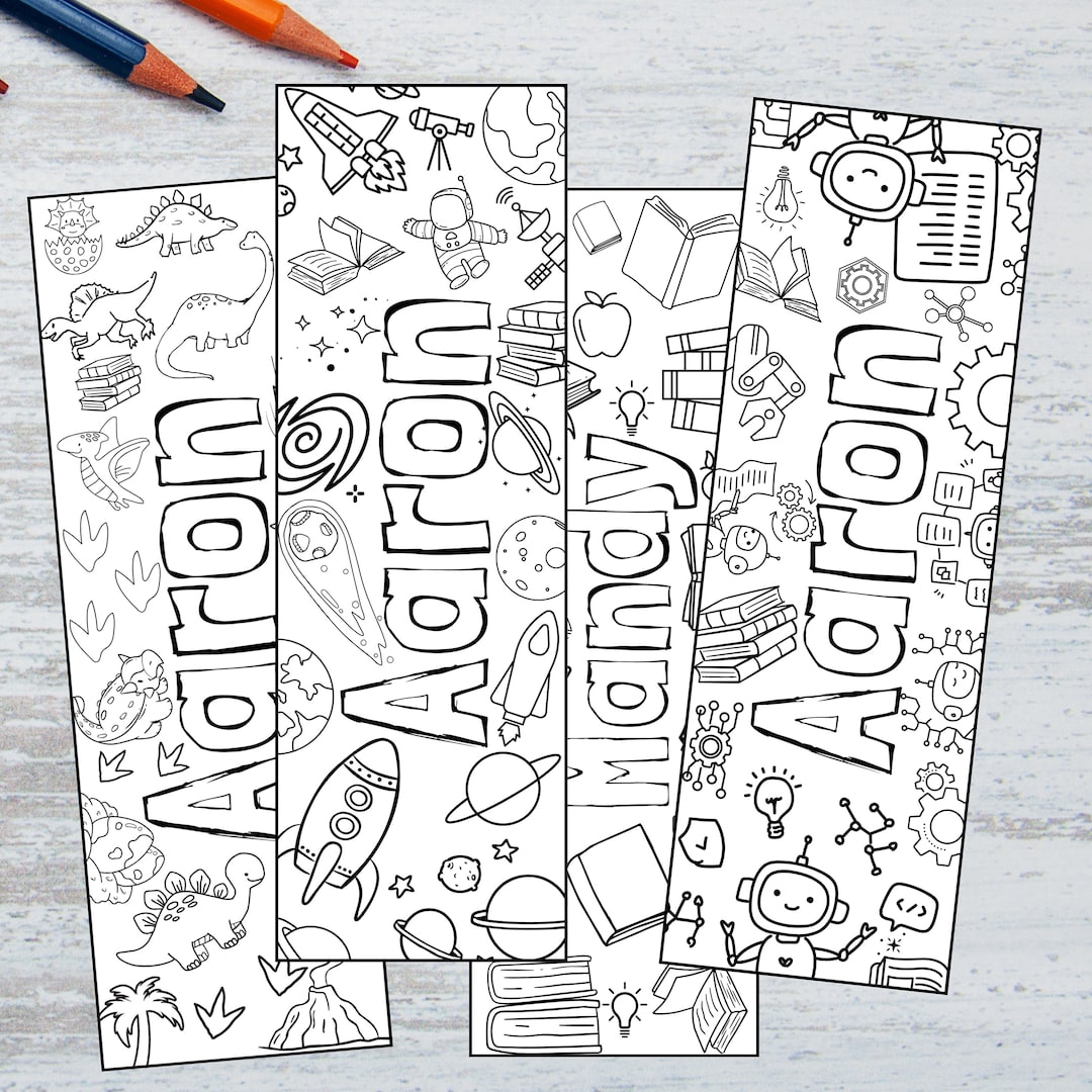 Personalized Name Coloring Bookmarks for Kids, Custom Design ...