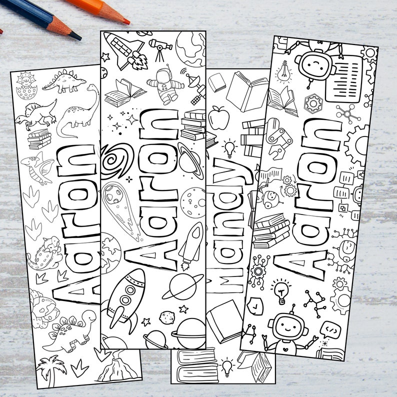 Personalized Name Coloring Bookmarks for Kids, Custom Design ...