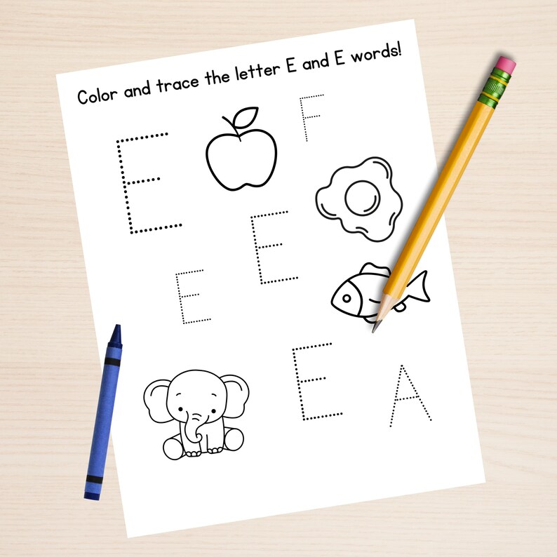 Letter E Tracing Sheet for Kids Kindergarten Prek Toddlers Coloring ...
