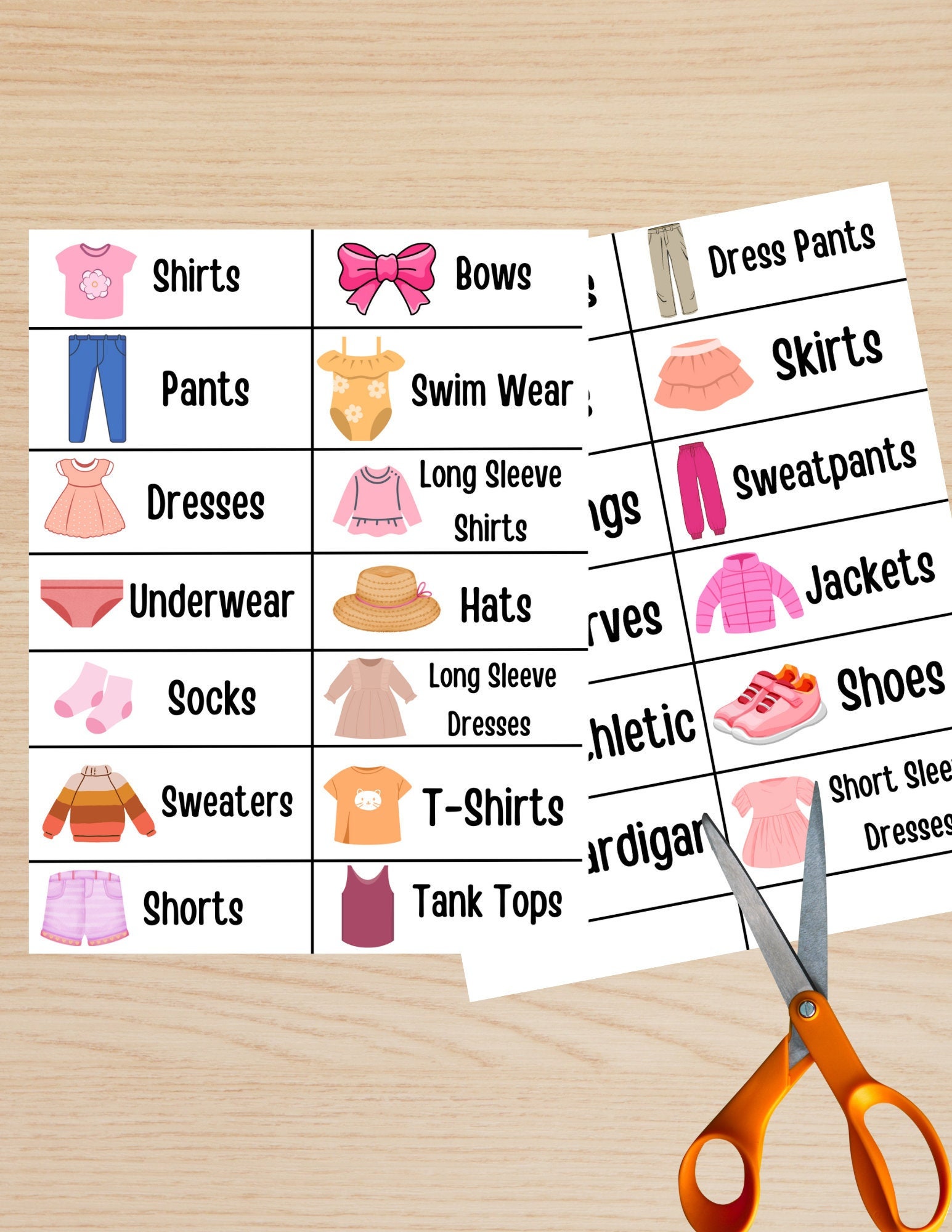 Kids Dresser Drawer Labels, Girls, Closet Organizer, Storage Labels ...