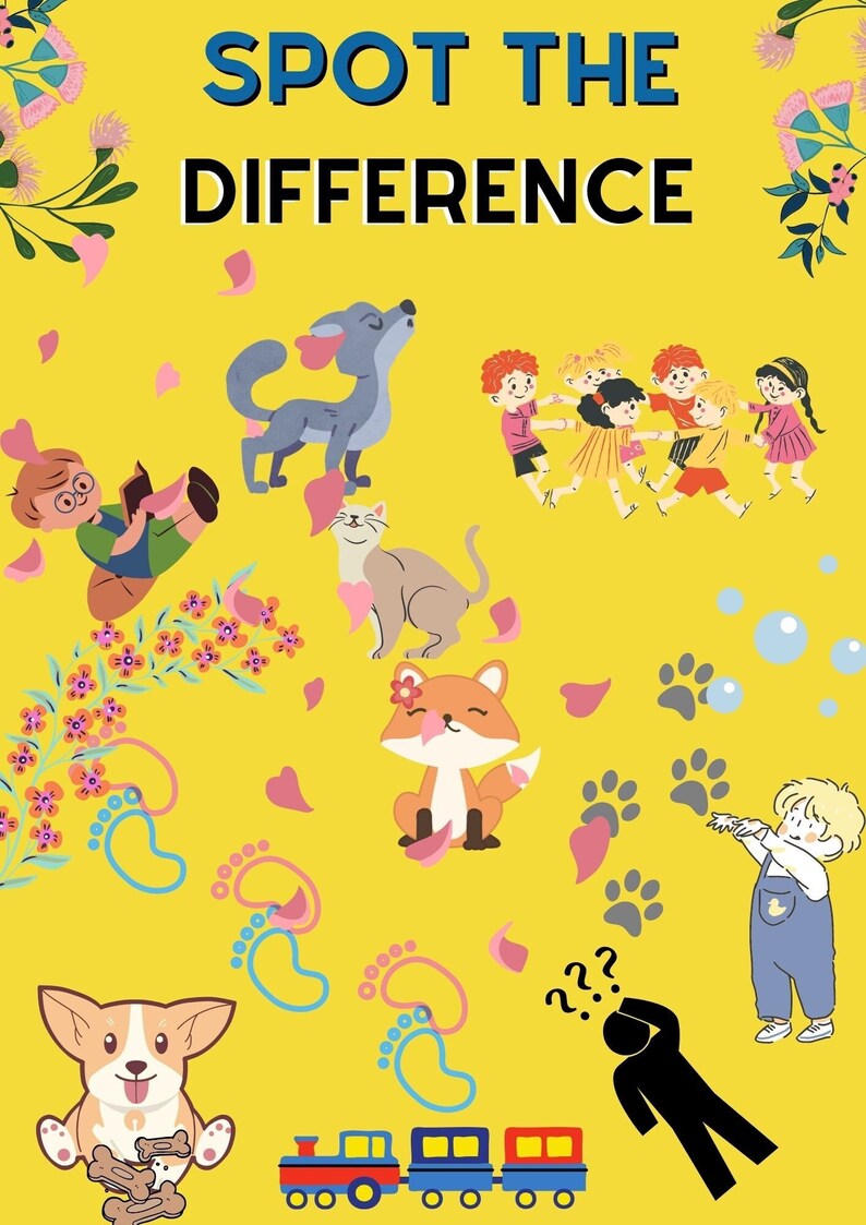 Spot The Difference Find The Difference Kids Activity Sheet Etsy