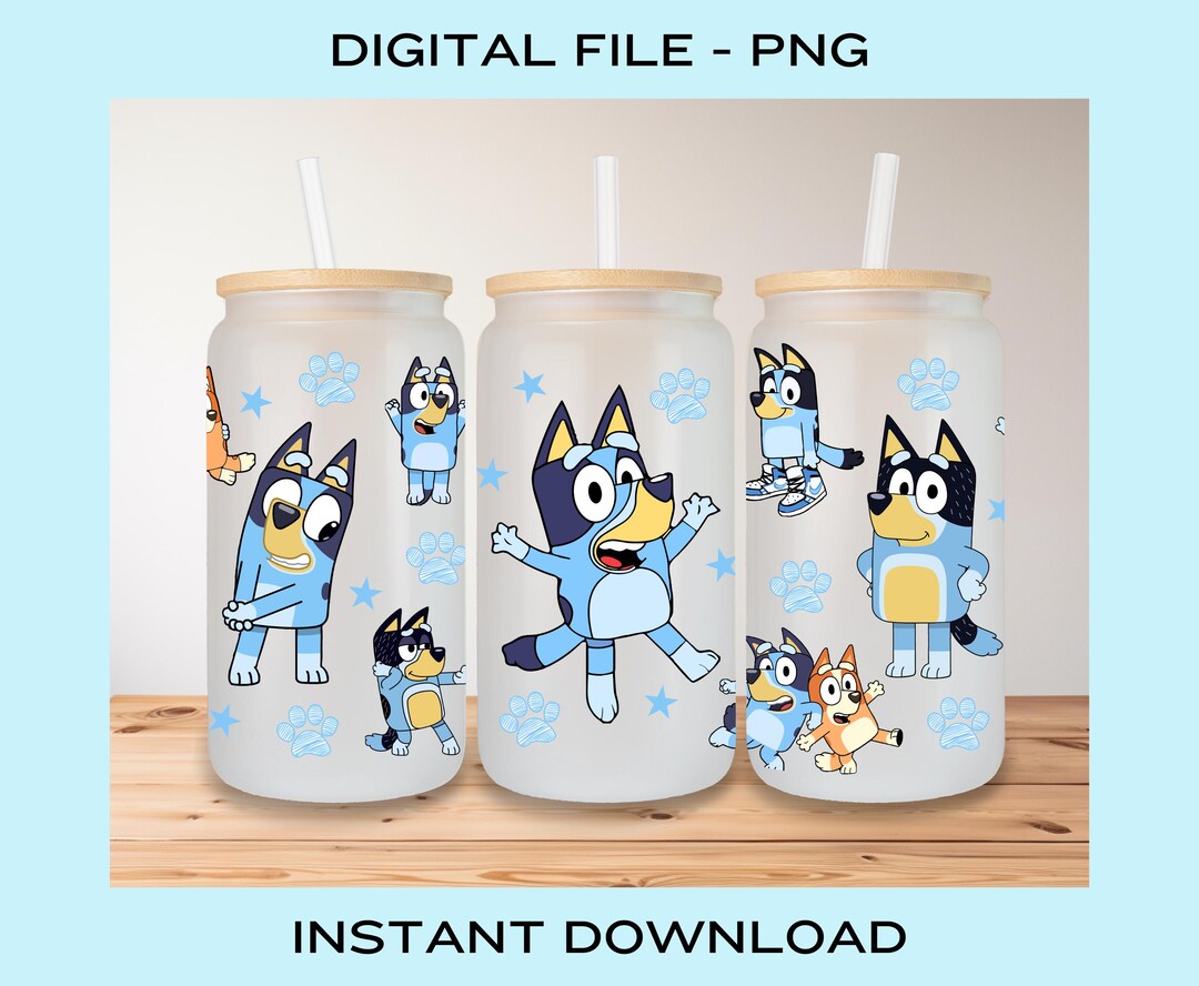 Bluey Glass Can Wrap Bluey PNG Bluey 16oz Libby Glass Can Wrap Digital ...