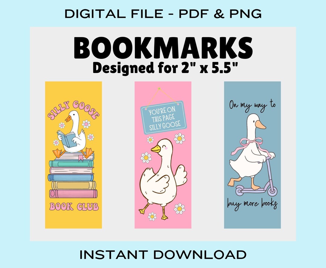 Silly Goose Bookmarks - Sublimation Bookmarks - Printable Bookmarks ...