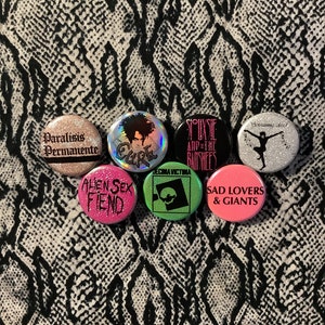 Shiny Post Punk/goth/new Wave Pins - Etsy