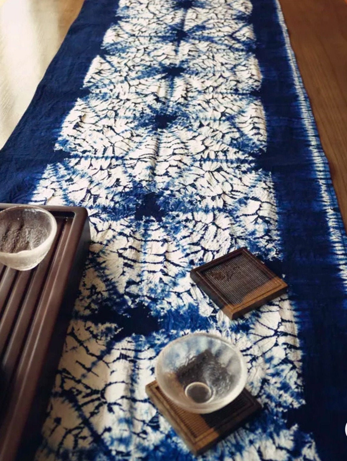 Indigo Table Runner,shibori Table Runner,cotton Table Runner, Natural ...