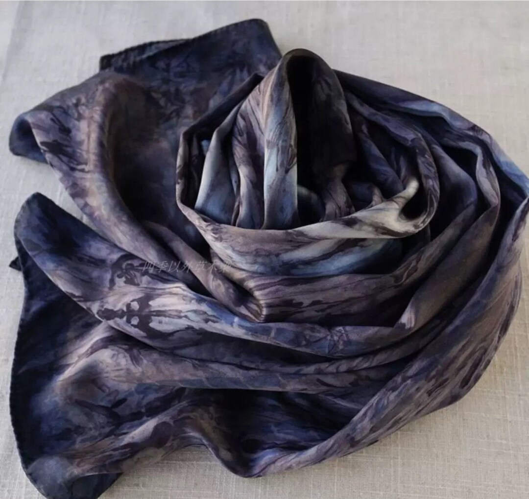 Indigo and Gallnut Dye Scarf, Shibori , Natural Plants Dyes, Indigo ...