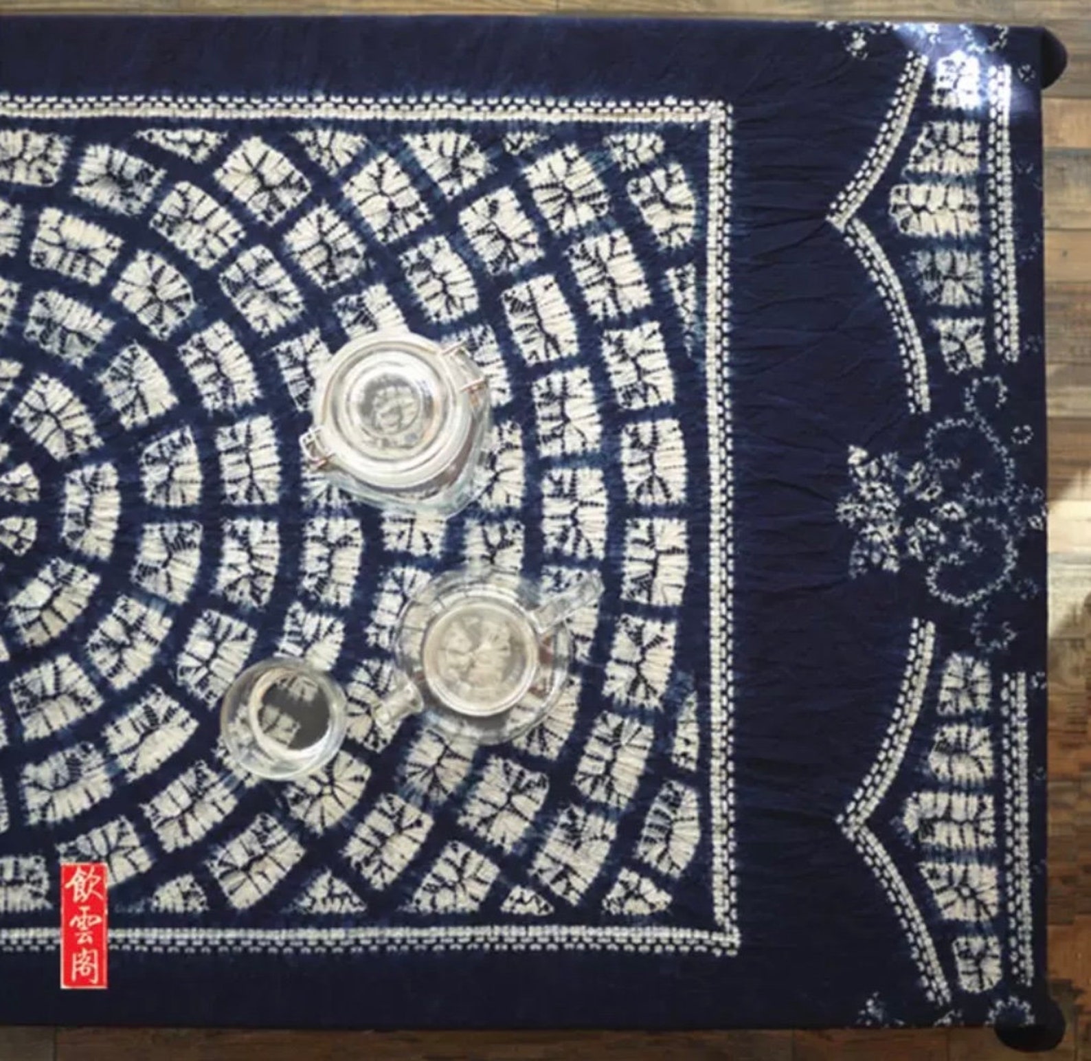 Classic Indigo Table Sheet Shibori Table Cover Bed Runner Tapestry Wall ...
