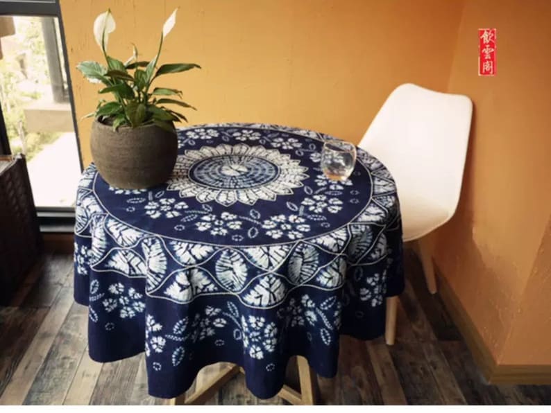 Indigo Round Table Sheet ,shibori Table Sheet , Indigo Tablecloth ...