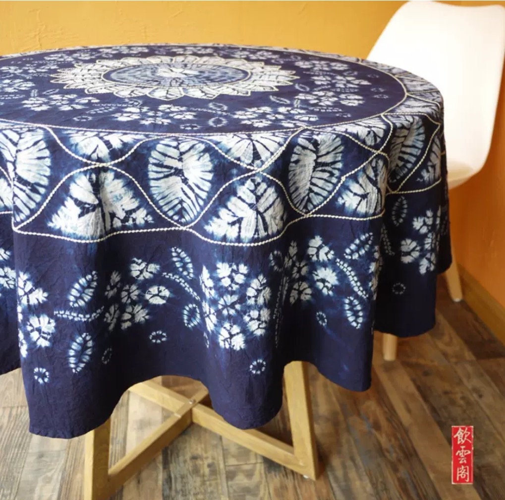Indigo Round Table Sheet ,shibori Table Sheet , Indigo Tablecloth ...