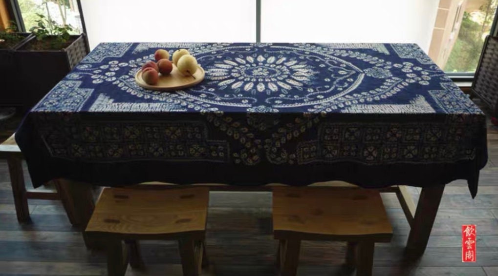 Classic Indigo Table Sheet Shibori Table Cover Bed Runner - Etsy