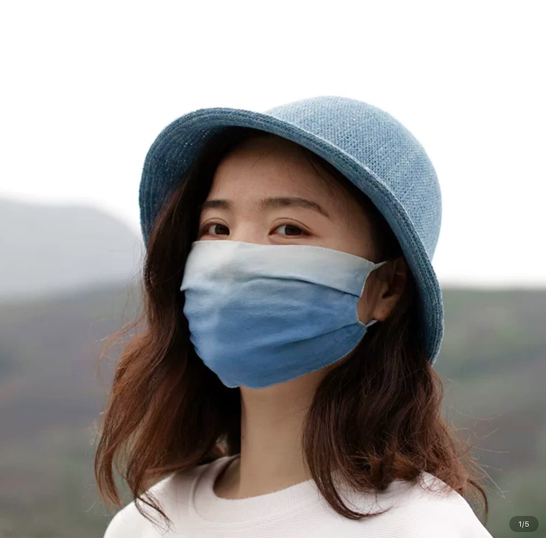 Silk Face Masks, Indigo Dye, Onion Dye, Adjustable Band, Easy to Breath ...