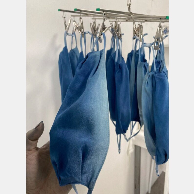 Silk Face Masks, Indigo Dye, Onion Dye, Adjustable Band, Easy to Breath ...