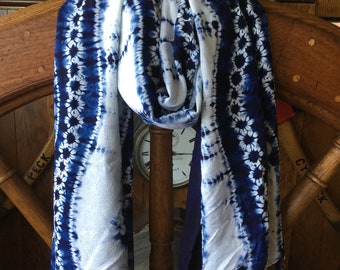 Indigo Scarf/shawl shibori Scarf Hand Sewn Then Dye | Etsy