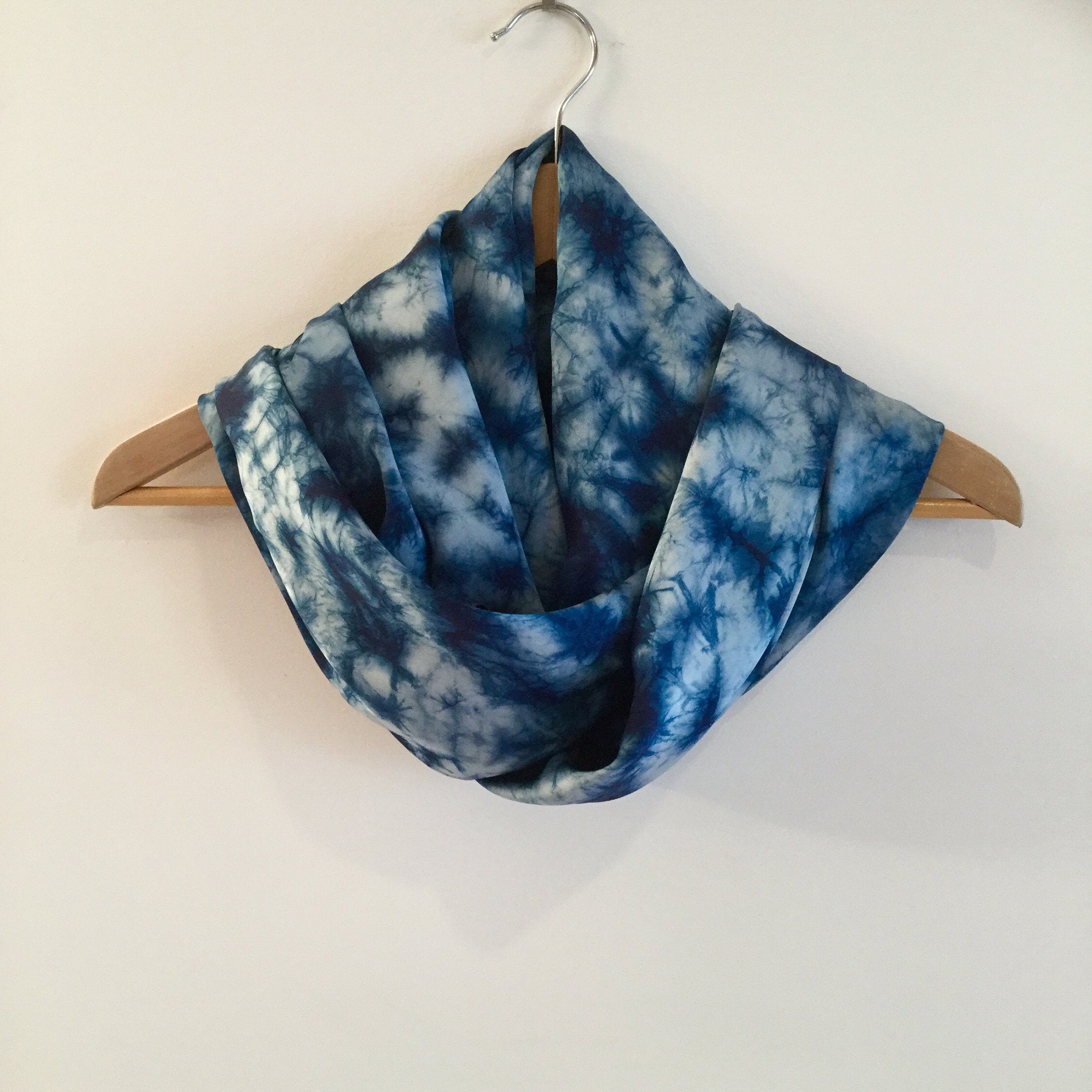 Indigo Tie Dye Scarf, Shibori , Natural Plant Dyes, Indigo Hand Dyed ...
