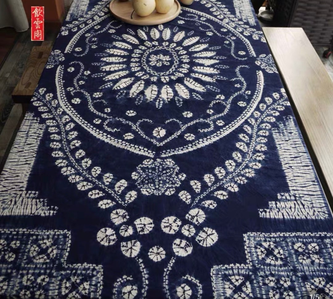 Classic Indigo Table Sheet Shibori Table Cover Bed Runner Tapestry Wall ...